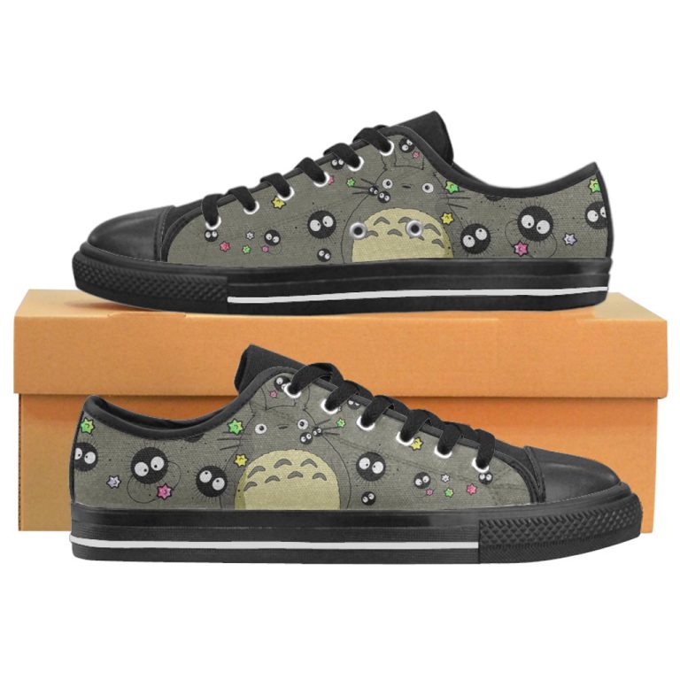 Totoro And Soot Sprites Shoes Canvas Low Top - Ghibli Merch Store ...