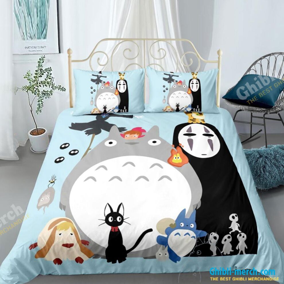 Studio Ghibli Main Characters Bedding Set(Totoro,No Face,Jiji,Soot ...