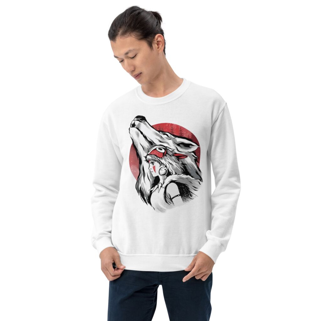 Princess Mononoke And Wolf Red Moon Sweatshirt - Ghibli Merch Store ...