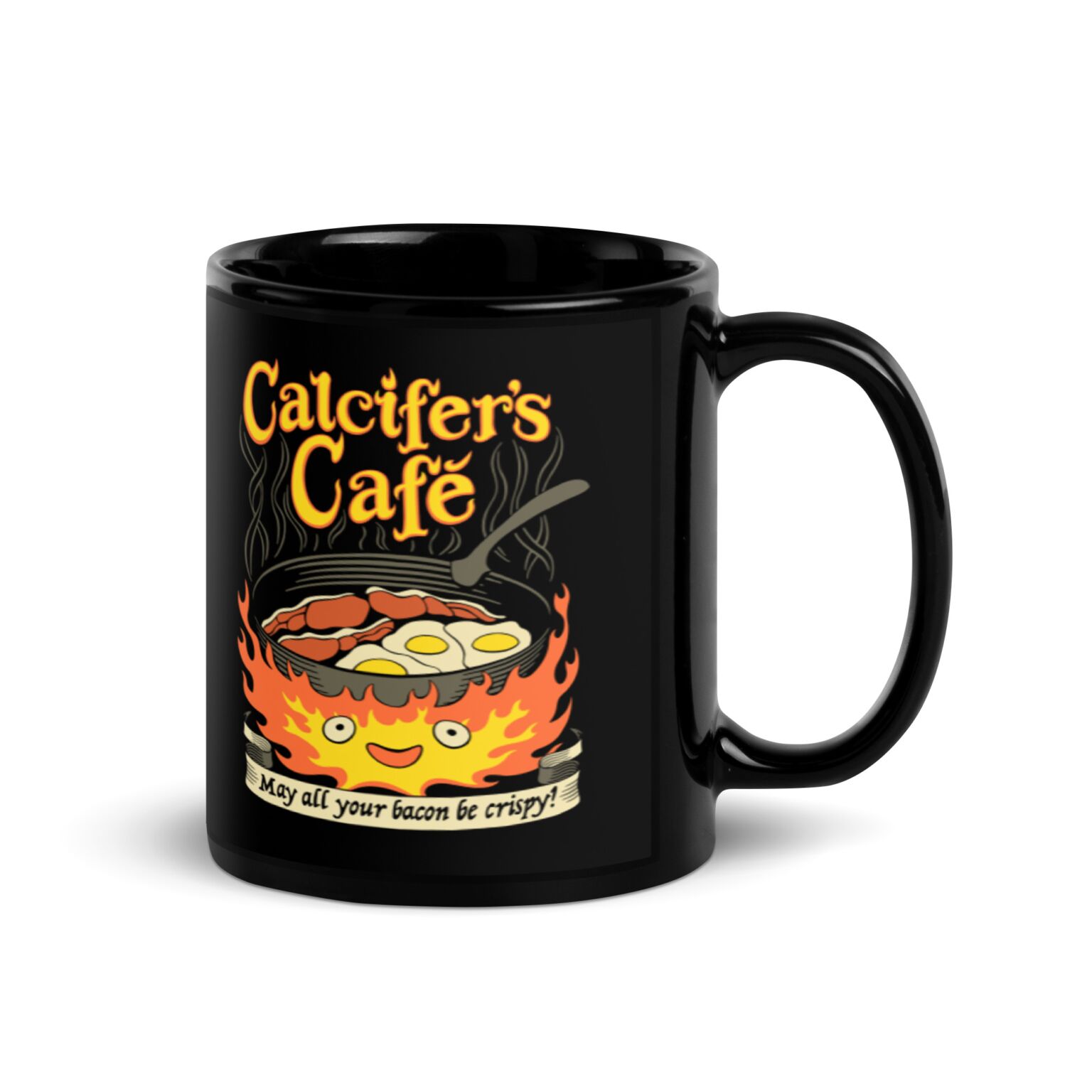 Calcifer’s Cafe Black Glossy Mug - Ghibli Merch Store - Official Studio ...