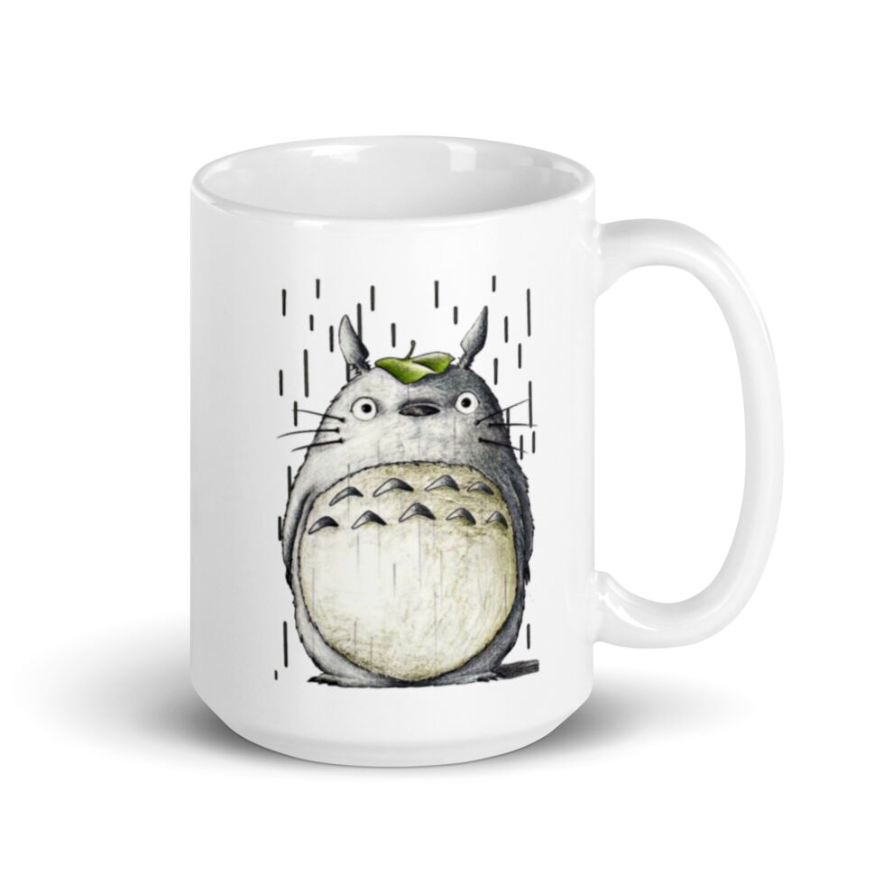 Totoro Vintage In The Rain White Glossy Mug - Ghibli Merch Store ...