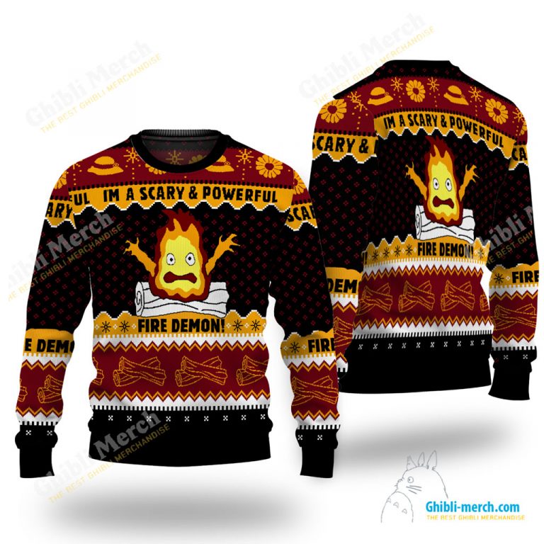 Howl's Moving Castle Calcifer Fire Demon Christmas Sweater - Ghibli ...