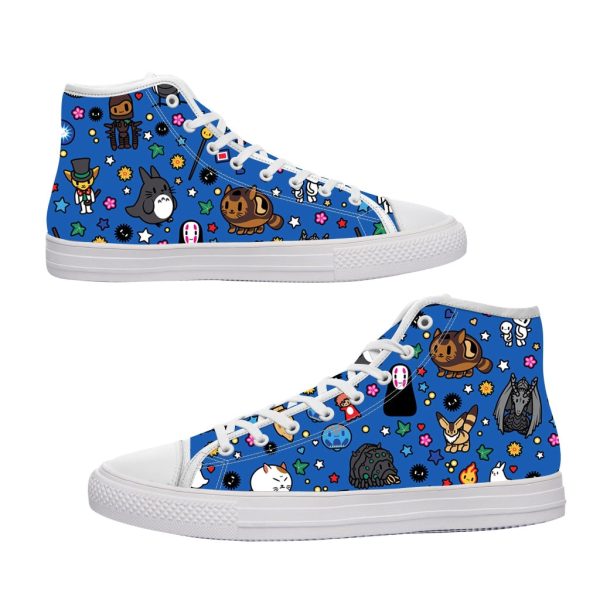 Ghibli Characters Gray High Top Shoes Canvas