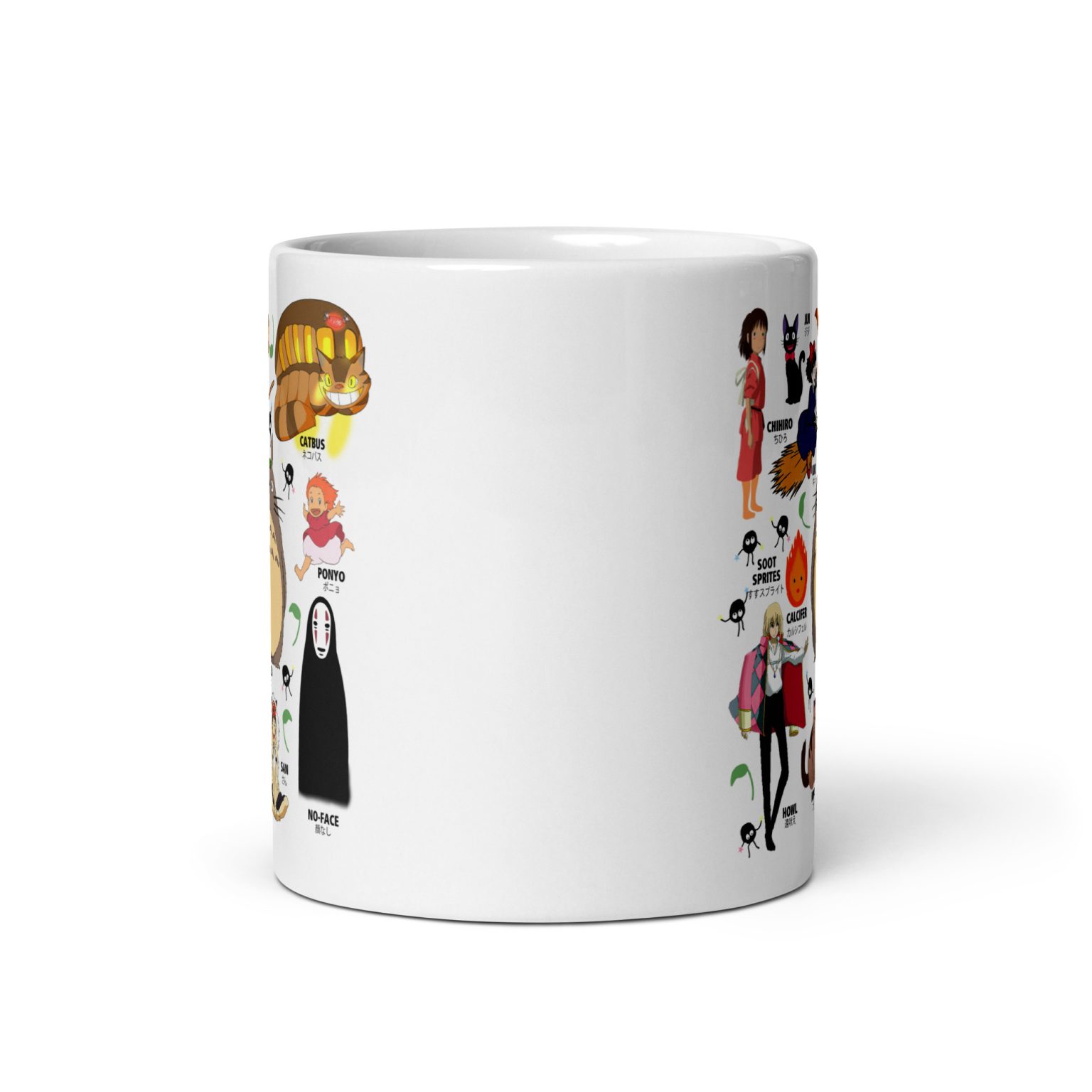 Ghibli Main Characters With Profile White Glossy Mug - Ghibli Merch ...