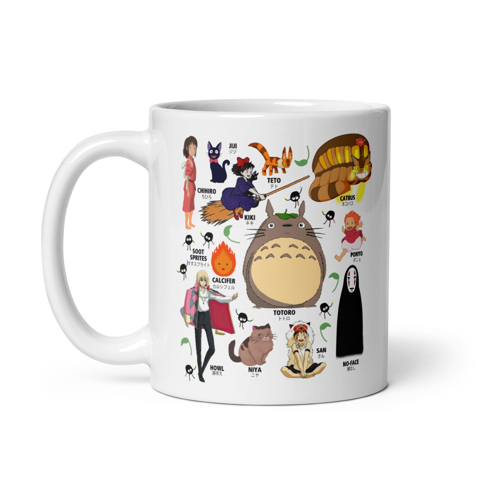 Ghibli Main Characters With Profile White Glossy Mug - Ghibli Merch ...