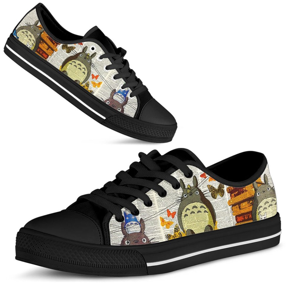 Totoro And Soot Sprites Shoes Canvas Low Top - Ghibli Merch Store ...