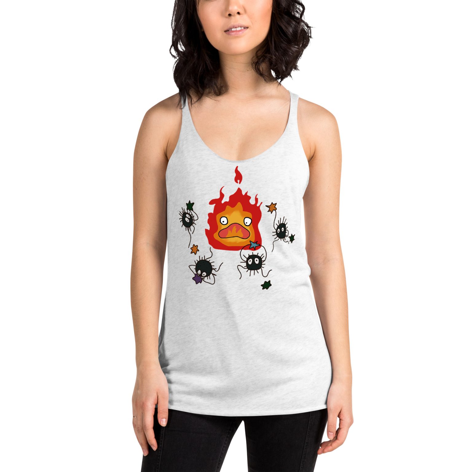 Anime Calcifer And Sot Sprites Women's Racerback Tank - Ghibli Merch ...