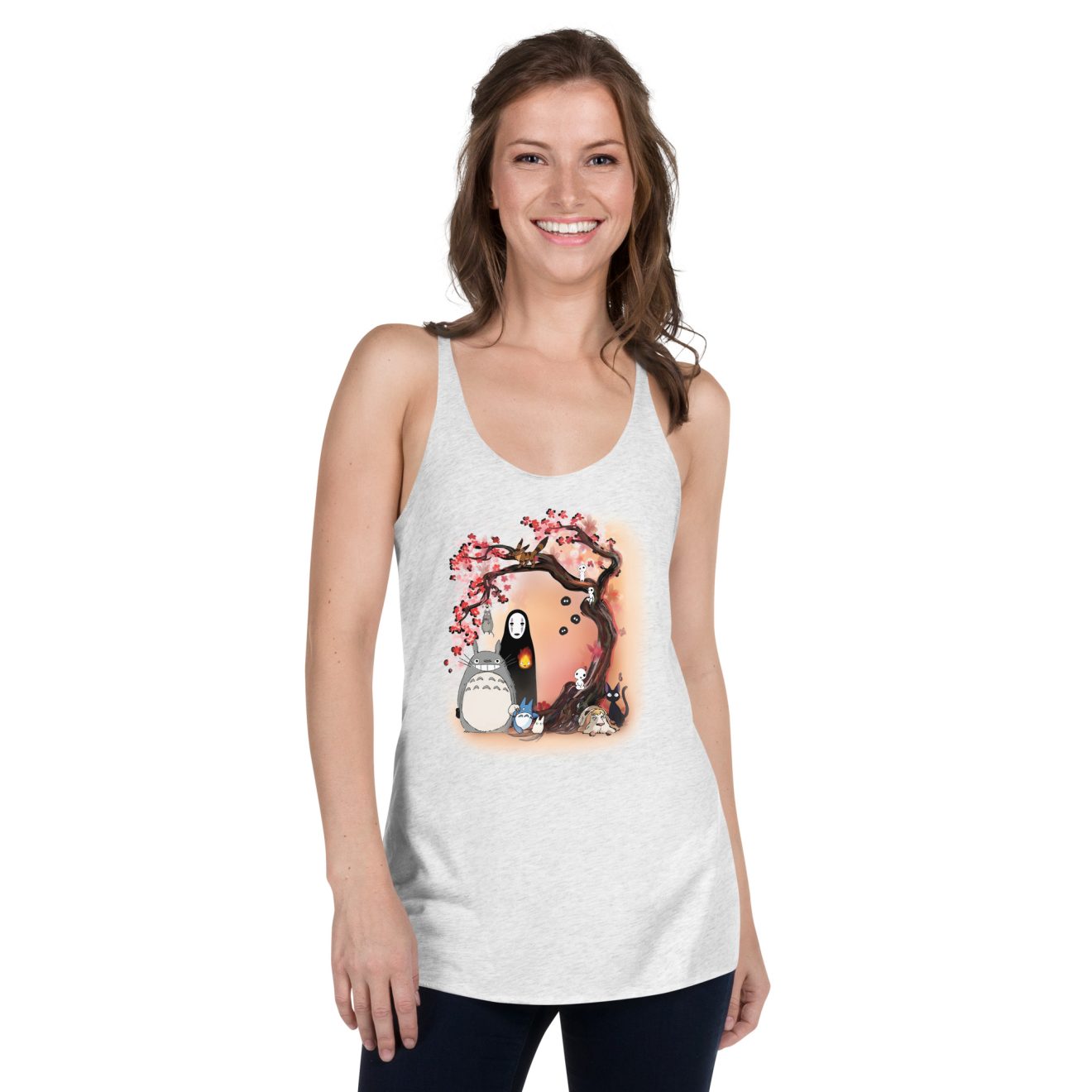 Studio Ghibli Main Characters Sakura Style Women's Racerback Tank ...