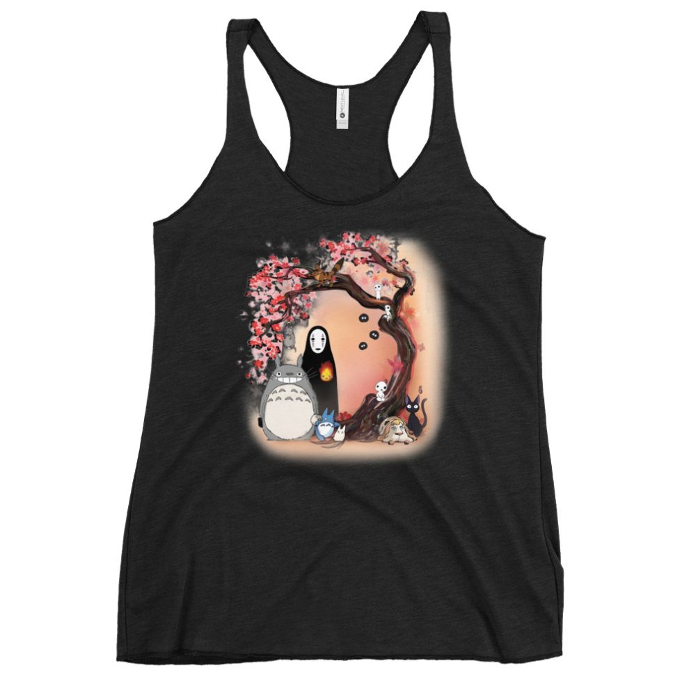 Studio Ghibli Main Characters Sakura Style Women's Racerback Tank ...