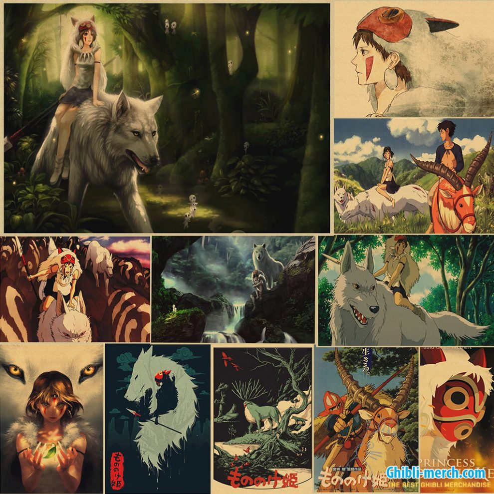 Princess Mononoke Home Decor Vintage Poster (29 Colors) | Ghibli Merch ...