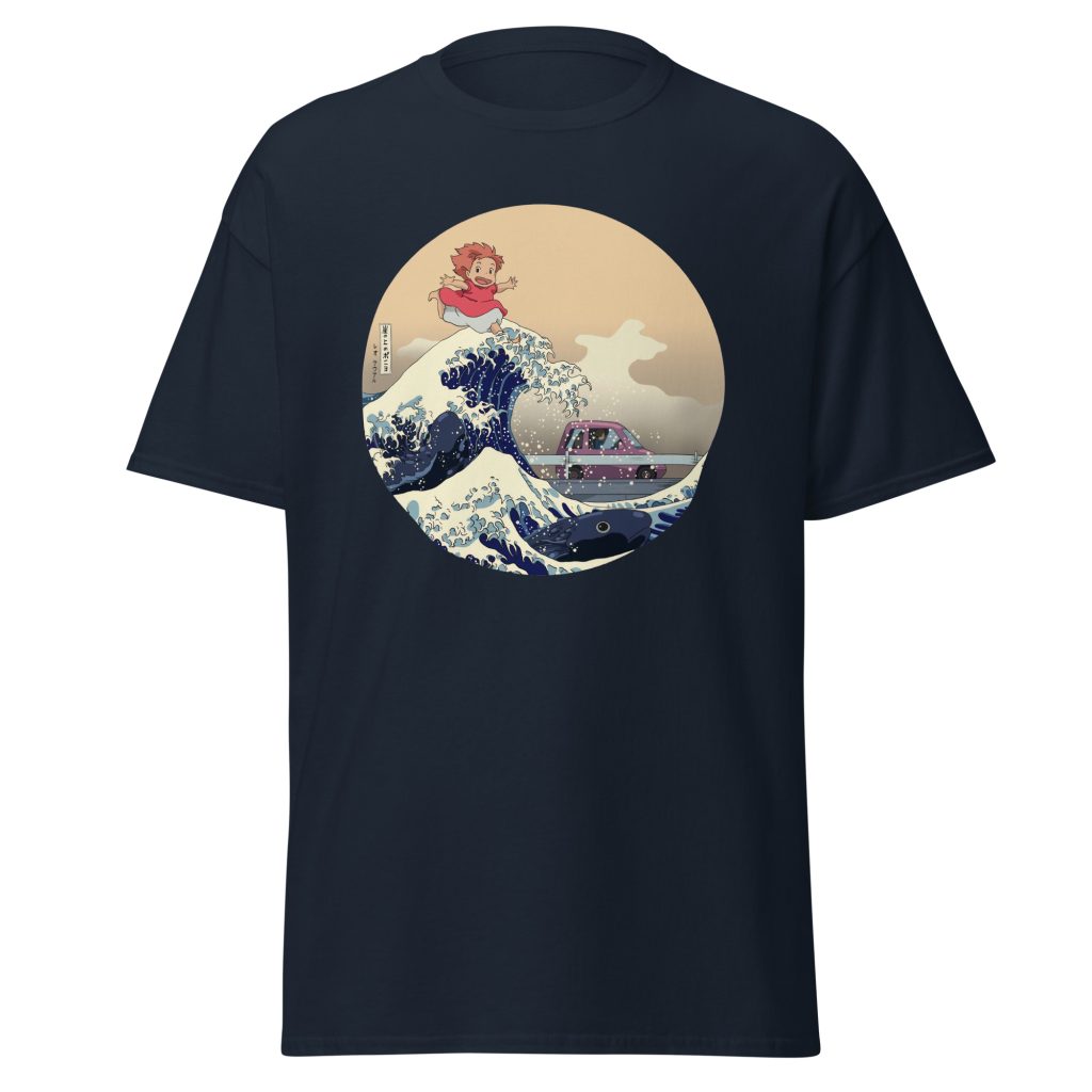 Anime Ponyo On The Japanese Wave T Shirt - Ghibli Merch Store ...