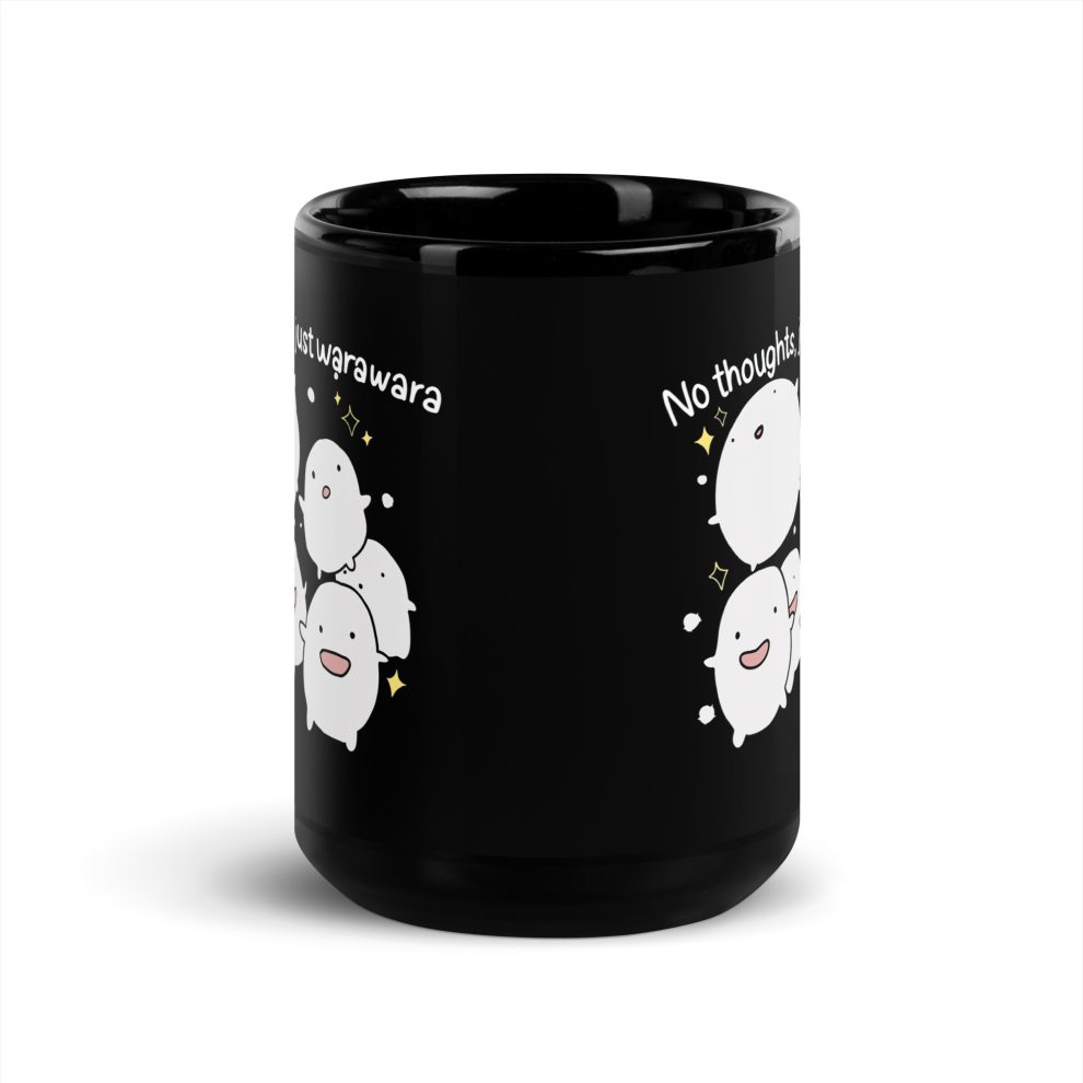 No Thoughts Just Warawara Black Glossy Mug - Ghibli Merch Store ...