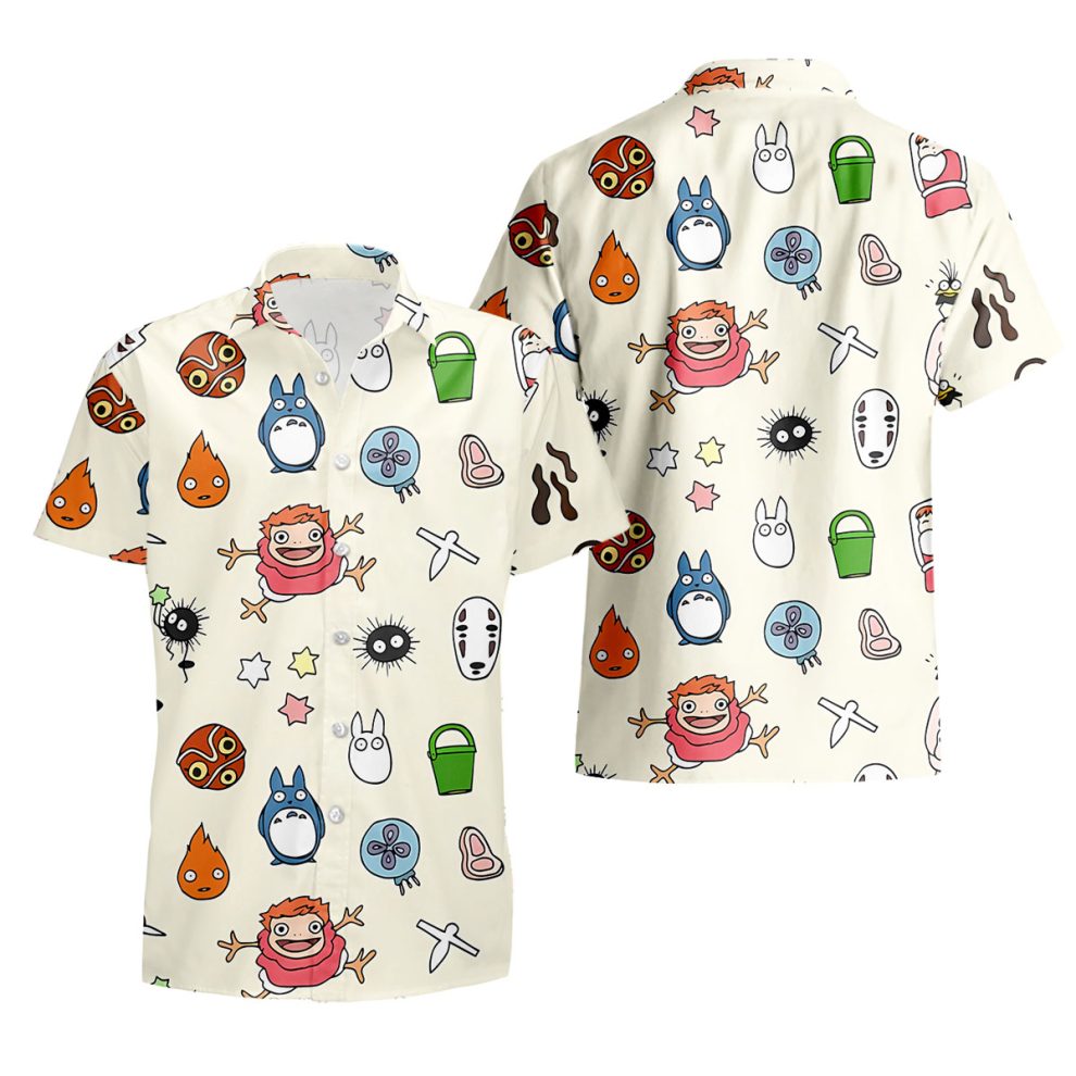 Studio Ghibli Main Characters Hawaiian Shirt S-4XL - Ghibli Merch Store ...