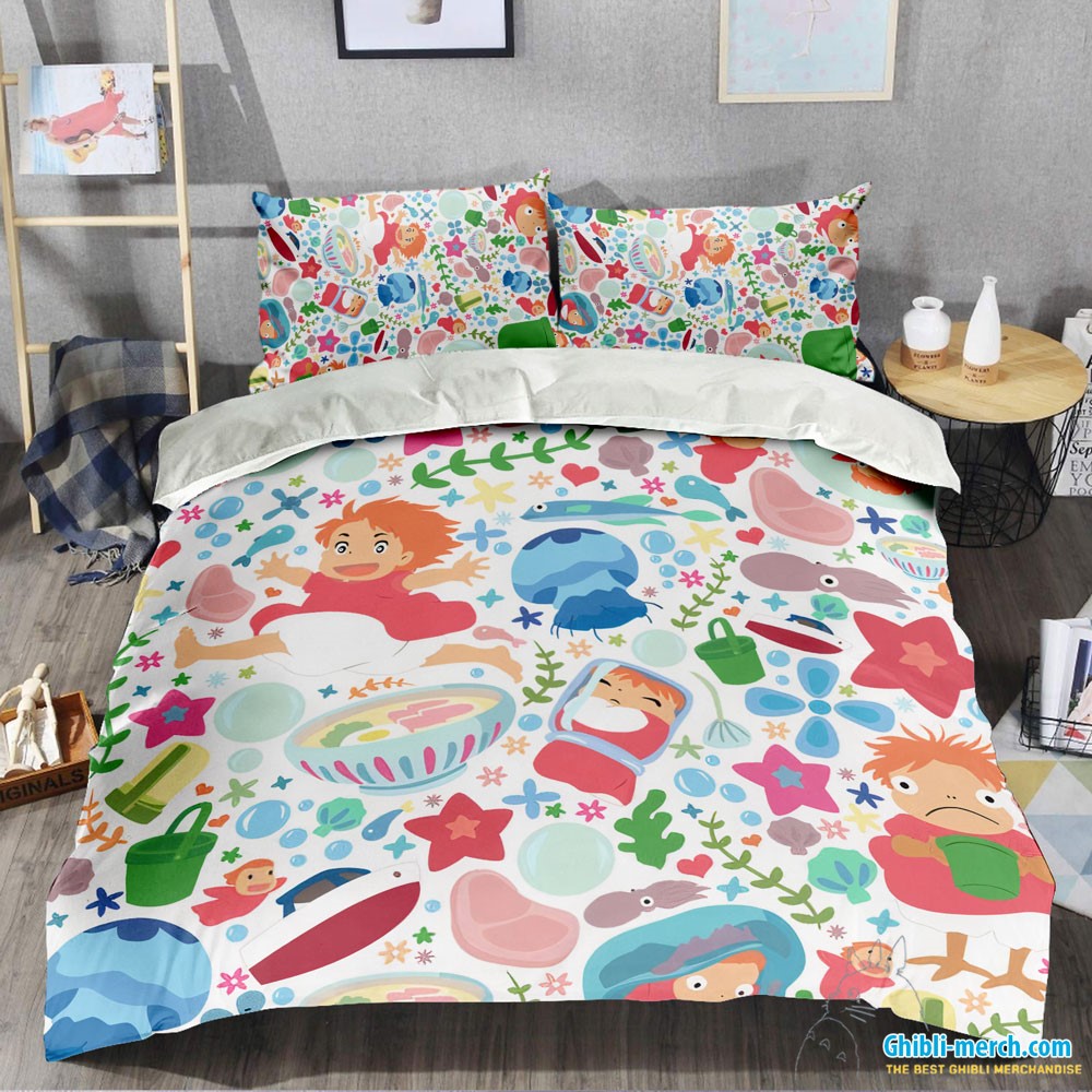 Ponyo Bed Set Duvet Cover Sheets 4PCS Cute PINK