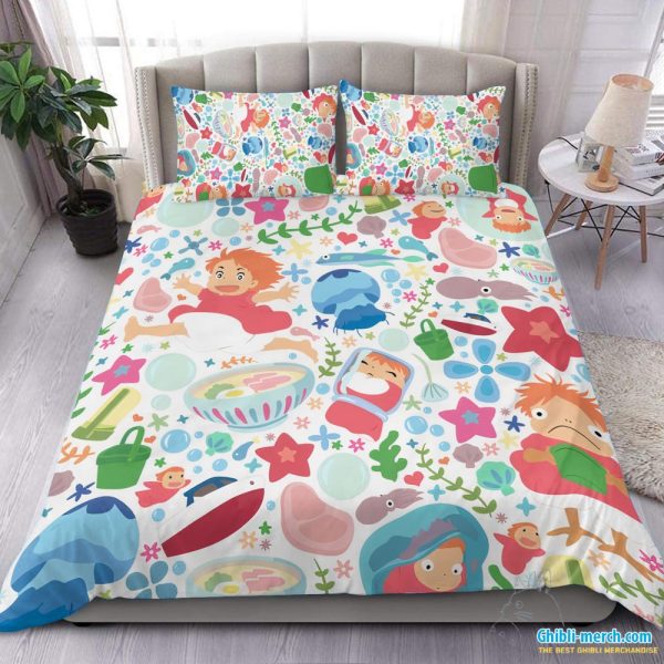 Ponyo Bed Set Duvet Cover Sheets 4PCS Cute PINK