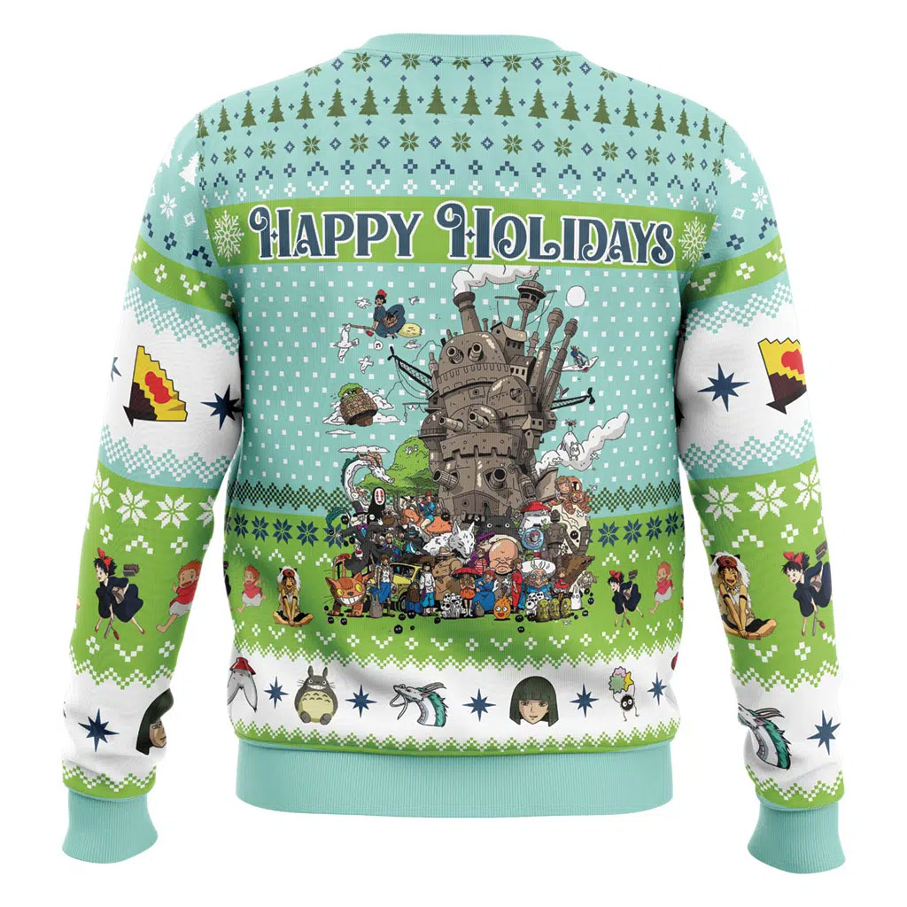Studio Ghibli Characters Ugly Christmas Sweater Happy Holidays | Studio ...