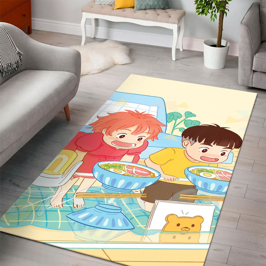 Cute Ponyo And Sosuke Rug Studio Ghibli | Studio Ghibli Merch Store